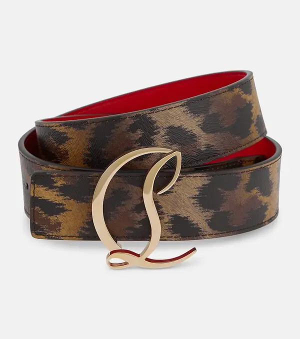 CHRISTIAN LOUBOUTIN Cl Logo Animal-print Leather Belt - Multicoloured