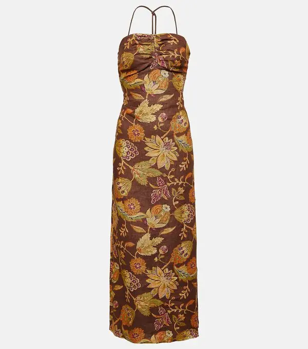 SIR. Josefina Floral Linen Midi Dress