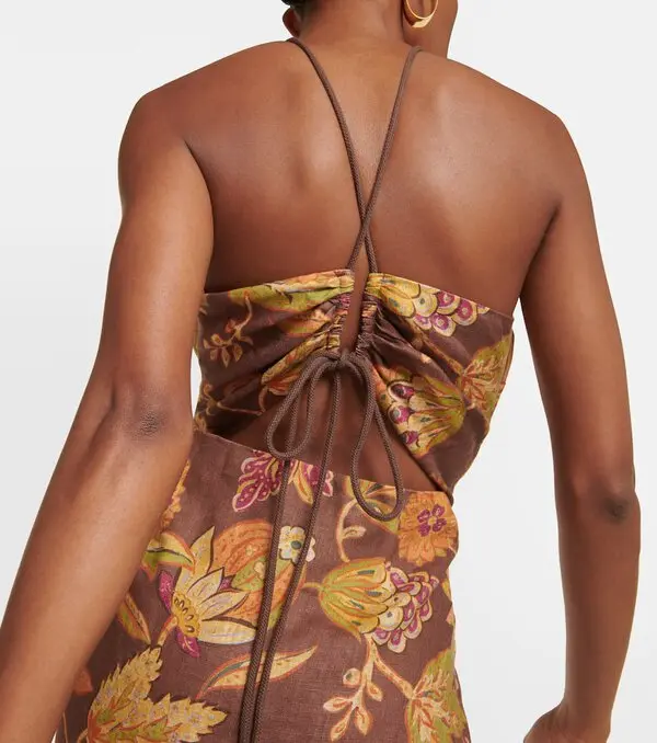 SIR. Josefina Floral Linen Midi Dress