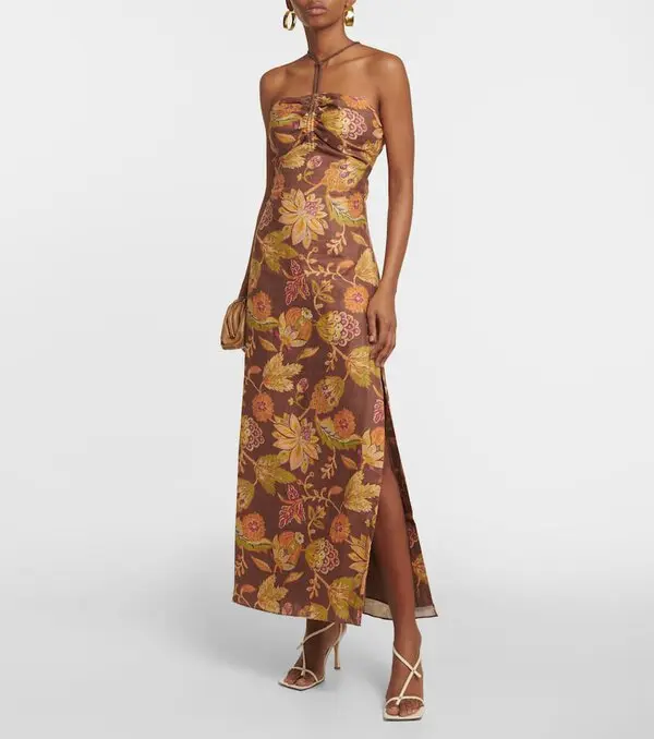 SIR. Josefina Floral Linen Midi Dress