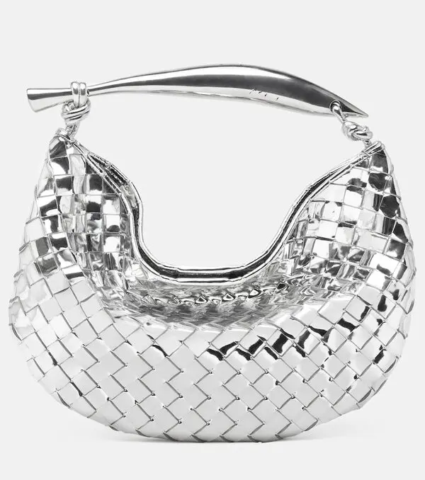 Bottega Veneta Sardine Intrecciato Mirrored Leather Tote - Silver