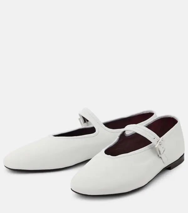 THE ROW Leather Mary Jane Ballet Flats
