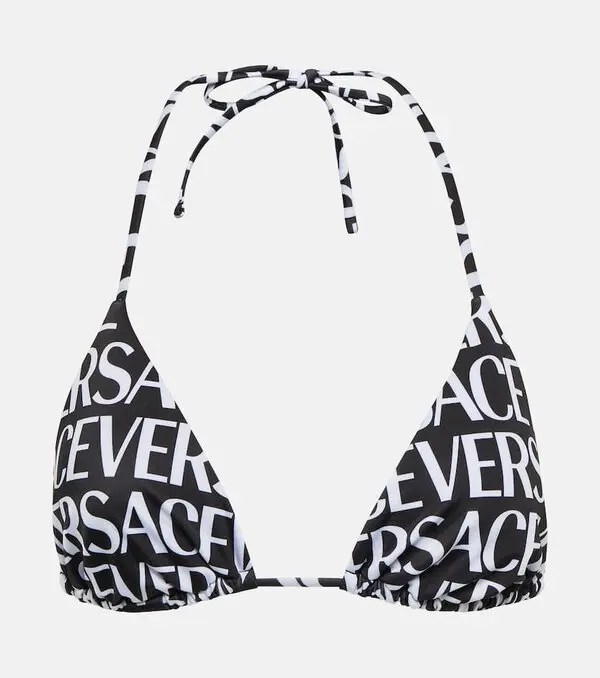 Versace Logo Bikini Top - Black