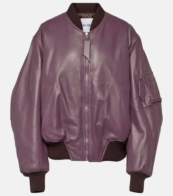 Attico Anja Leather Bomber Jacket