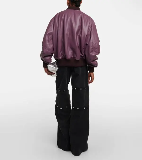 Attico Anja Leather Bomber Jacket
