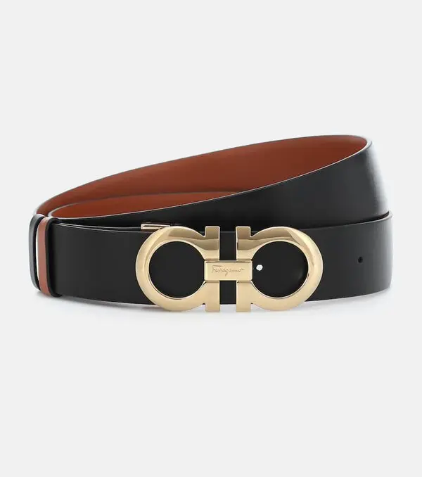 FERRAGAMO Gancini Reversible Leather Belt - Brown