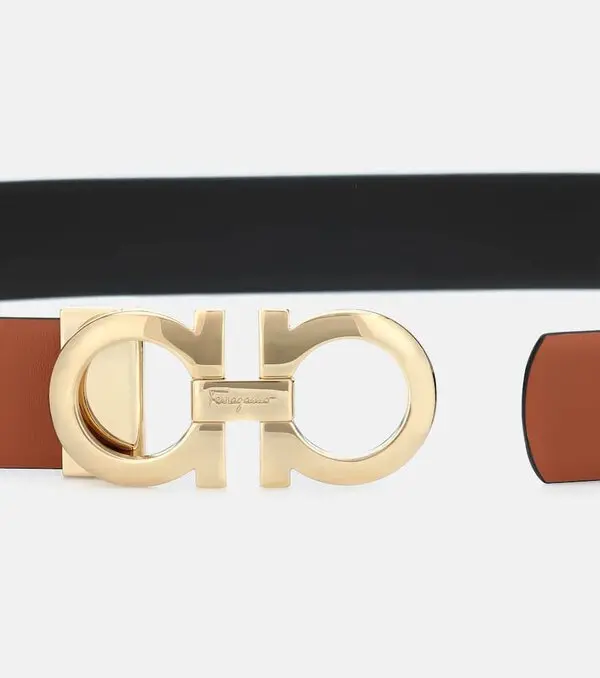 FERRAGAMO Gancini Reversible Leather Belt - Brown