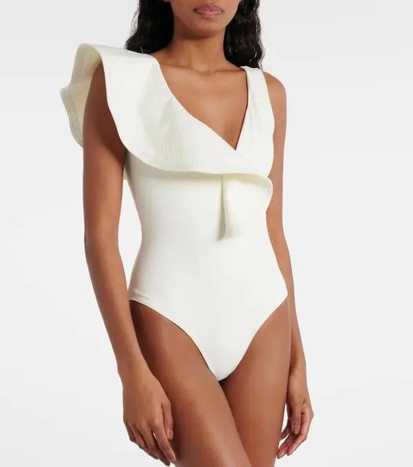 Johanna Ortiz Ruffled One-shoulder Swimsuit