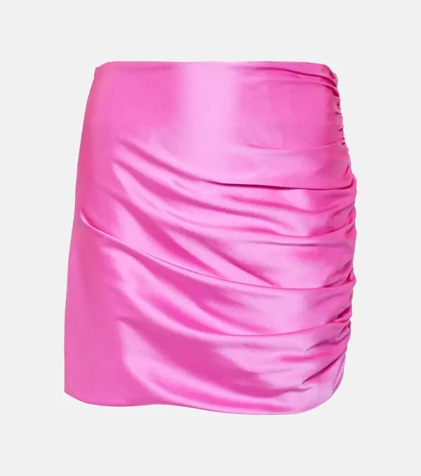 THE SEI Ruched Silk Charmeuse Miniskirt