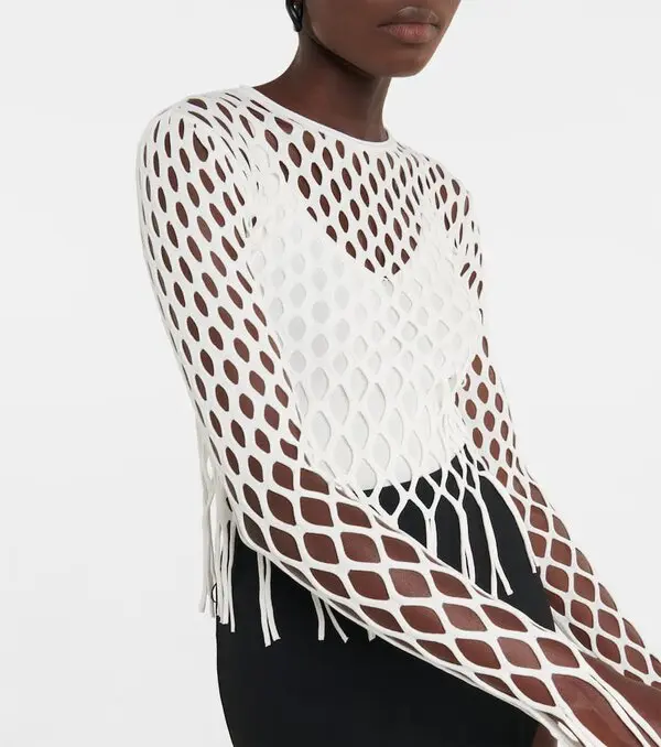 DION LEE Fringed Fishnet Top