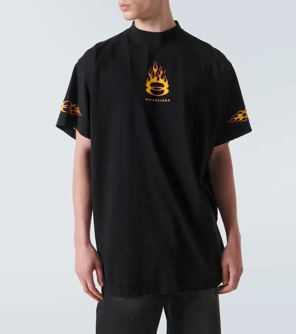 Balenciaga Oversized Logo Cotton Jersey T-shirt