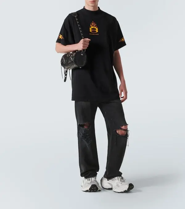 Balenciaga Oversized Logo Cotton Jersey T-shirt