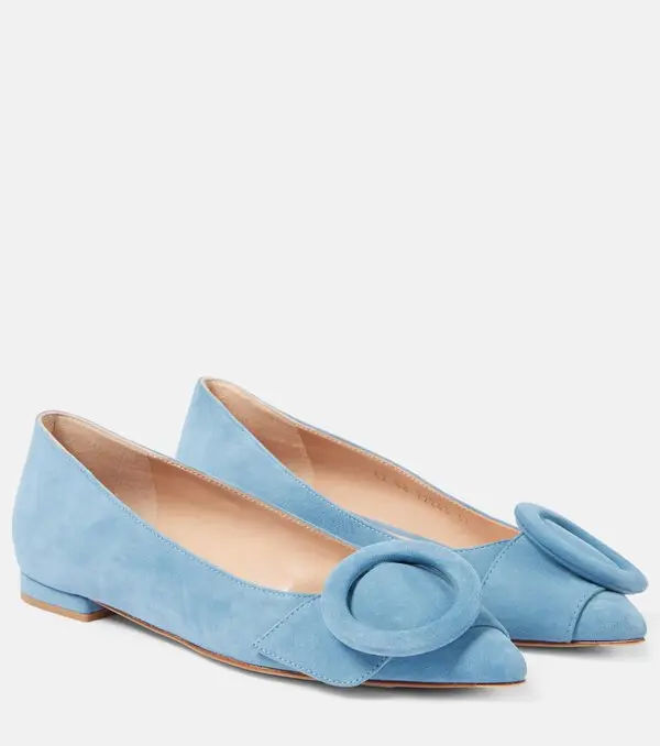 GIANVITO ROSSI Venezia Suede Ballet Flats - Blue