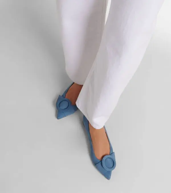 GIANVITO ROSSI Venezia Suede Ballet Flats - Blue
