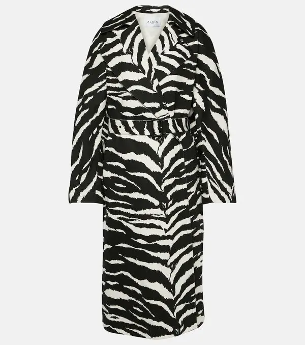 Alaïa Zebra-print Denim Trench Coat