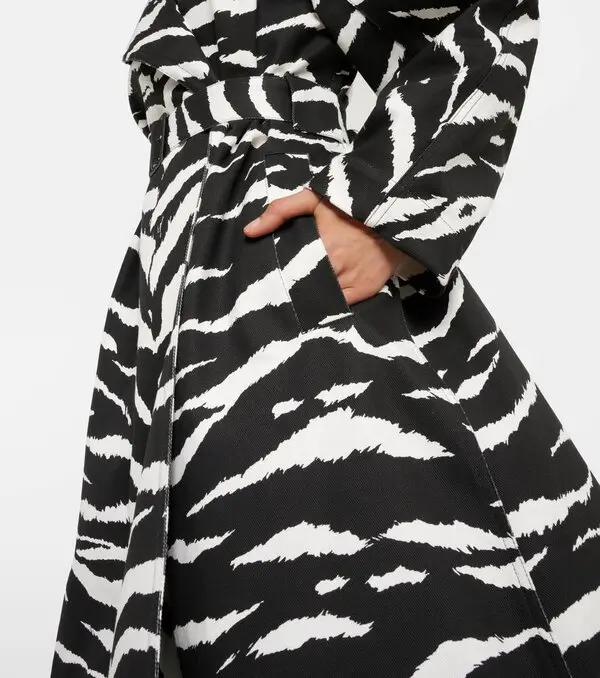 Alaïa Zebra-print Denim Trench Coat