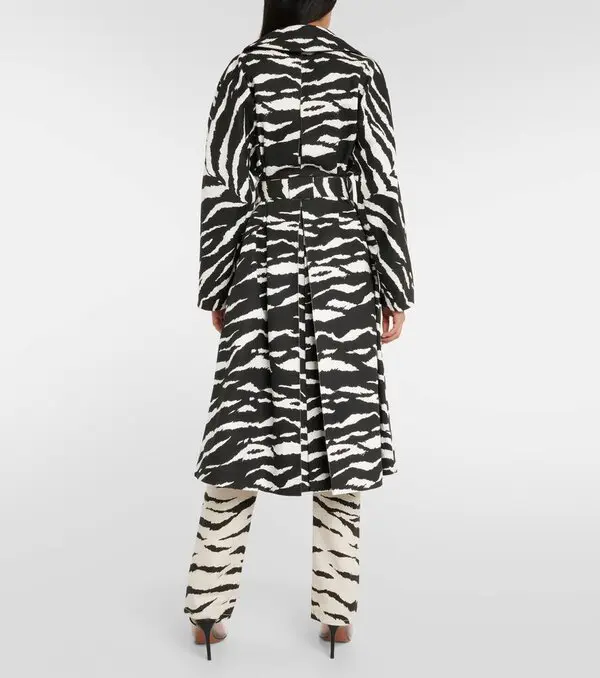 Alaïa Zebra-print Denim Trench Coat