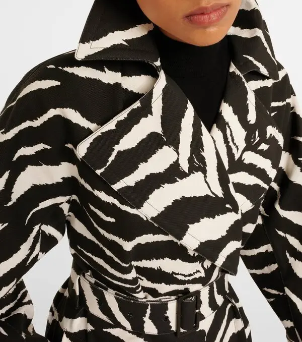 Alaïa Zebra-print Denim Trench Coat