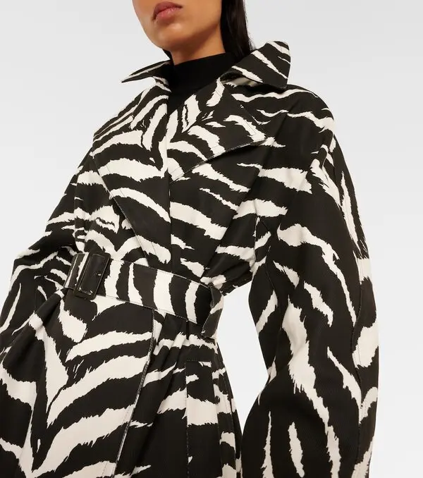 Alaïa Zebra-print Denim Trench Coat