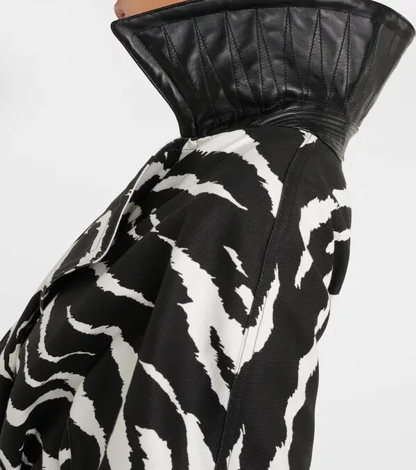 Alaïa Zebra-print Denim Trench Coat