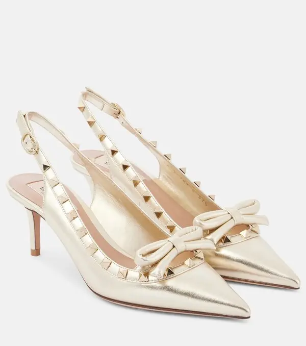 Valentino Garavani Rockstud Bow Slingback Pumps - White
