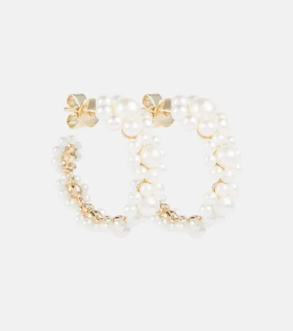 Sophie Bille Brahe Jardin Boucle 14kt Gold Earrings With Pearls - Multicoloured