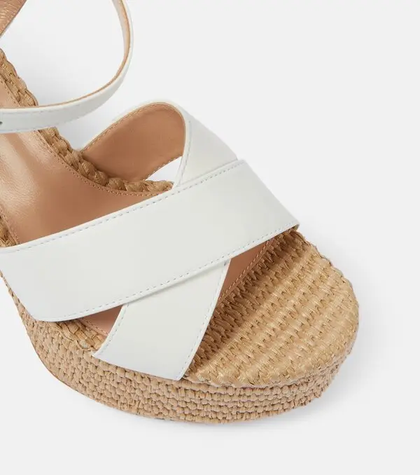 GIANVITO ROSSI Leather Platform Raffia Sandals