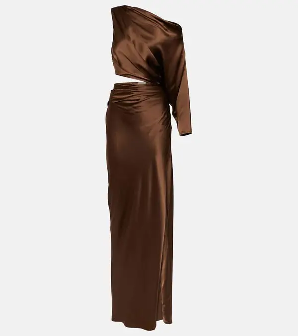 THE SEI Draped One-shoulder Gown - Brown