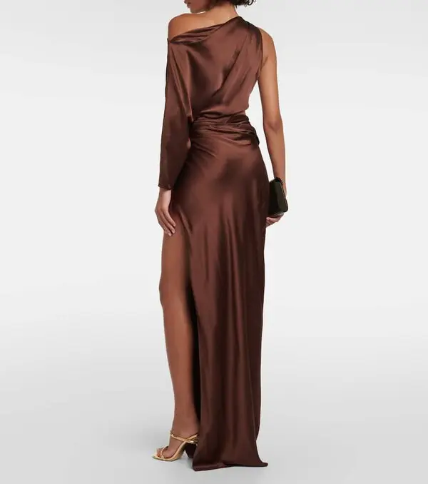 THE SEI Draped One-shoulder Gown - Brown