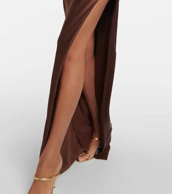 THE SEI Draped One-shoulder Gown - Brown