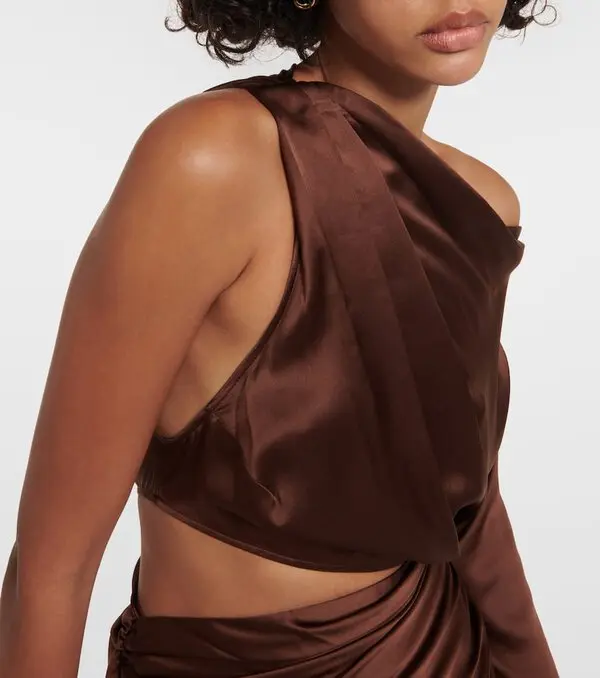 THE SEI Draped One-shoulder Gown - Brown