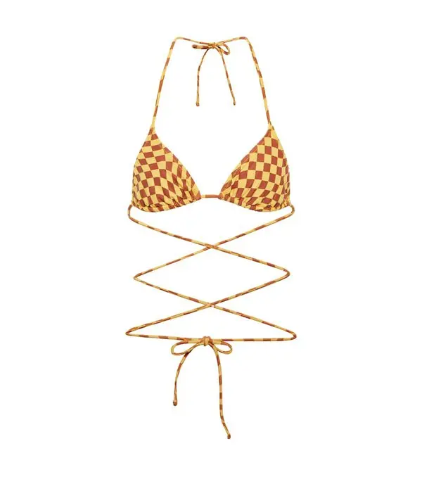 TROPIC OF C Praia Checked Bikini Top - Multicoloured