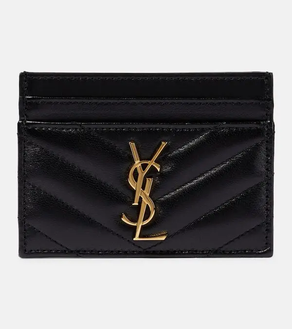 Saint Laurent Cassandre Matelasse Leather Card Holder - Black