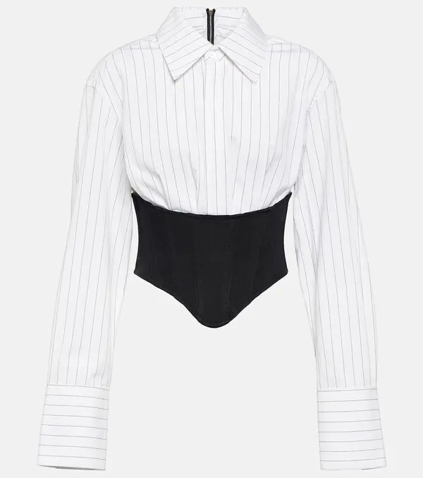 DION LEE Corset Striped Shirt