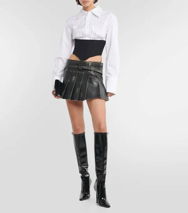DION LEE Corset Striped Shirt