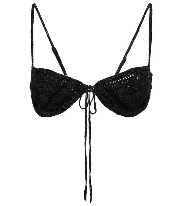 Magda Butrym Crocheted Cotton-blend Bra - Black