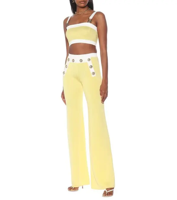 Balmain High-rise Knit Flared Pants