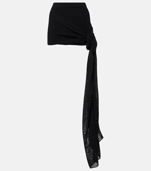 AYA MUSE Draped Cotton-blend Miniskirt - Black