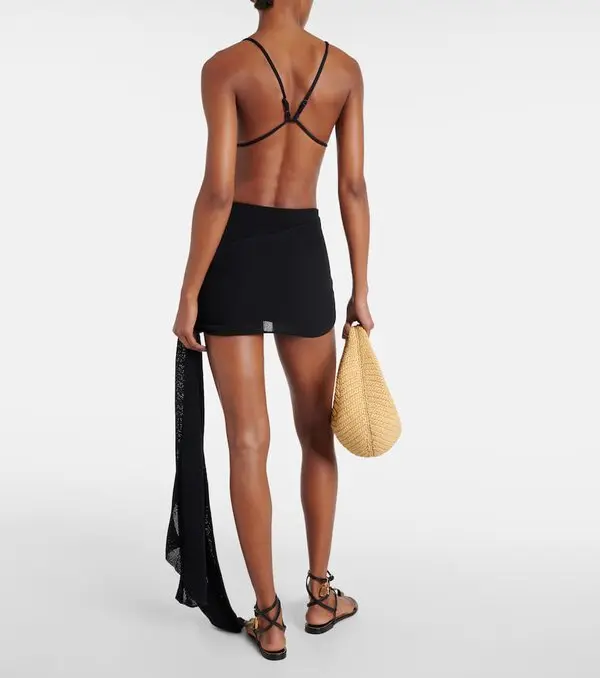 AYA MUSE Draped Cotton-blend Miniskirt