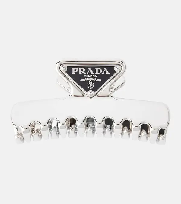 Prada Logo Claw Clip - Silver