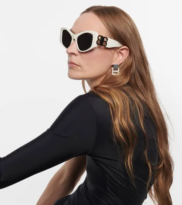 Balenciaga Dynasty Rectangular Sunglasses - White