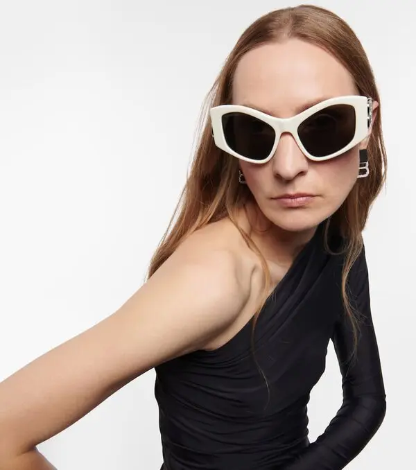 Balenciaga Dynasty Rectangular Sunglasses - White