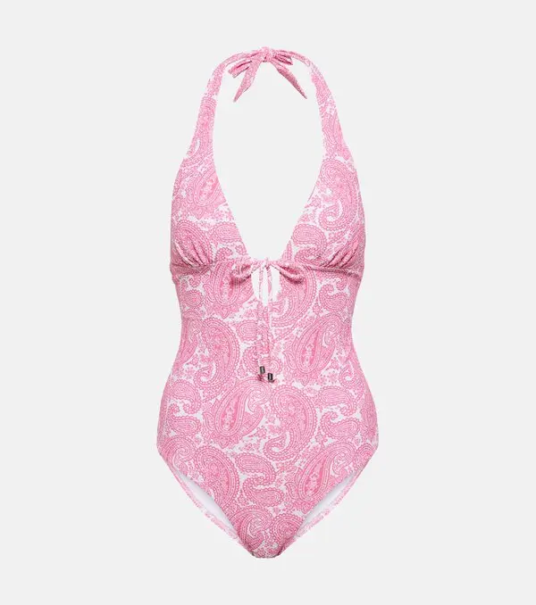 Heidi Klein Ischia Printed Halterneck Swimsuit - Pink
