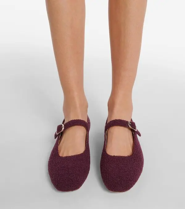 Le Monde Beryl Boucle Mary Jane Flats - Burgundy