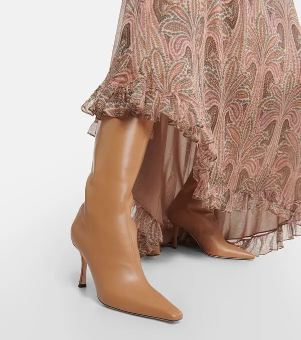 JIMMY CHOO Agathe 85 Leather Knee-high Boots