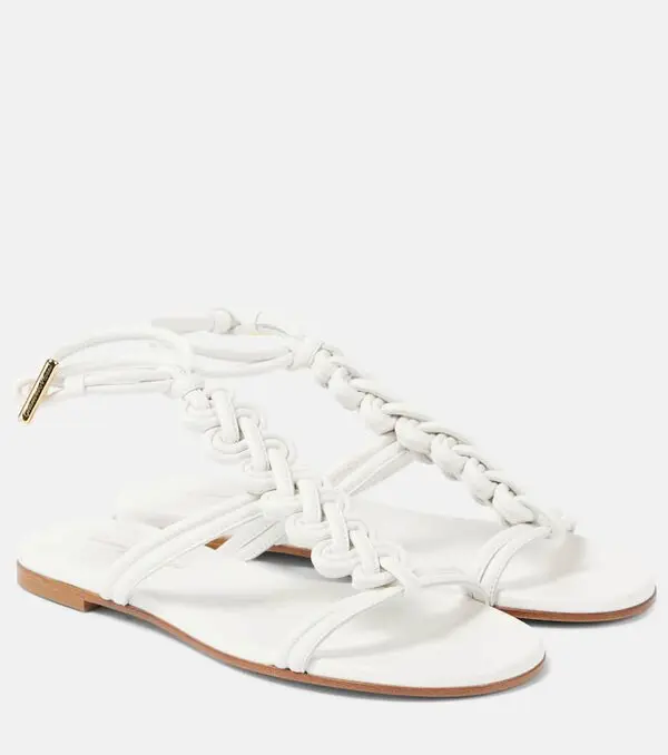 GIANVITO ROSSI Capua Braided Gladiator Sandals - White