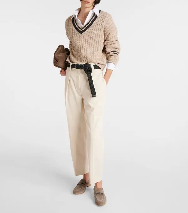 Brunello Cucinelli Gabardine High-rise Straight Pants