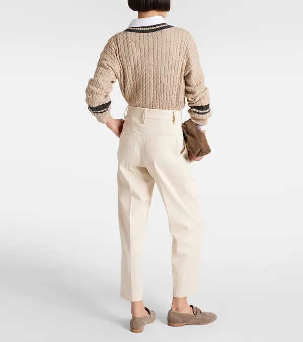 Brunello Cucinelli Gabardine High-rise Straight Pants