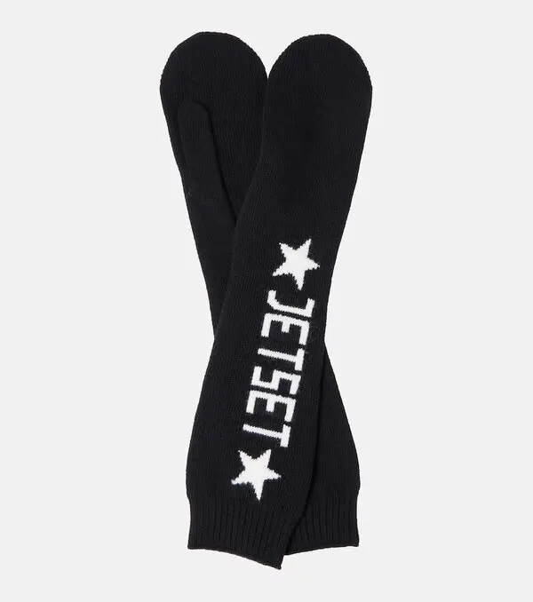 JETSET Logo Virgin Wool Mittens - Black