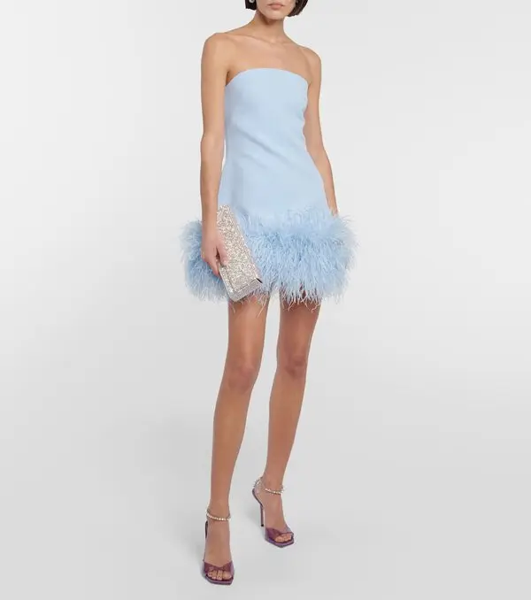 Safiyaa Feather-trimmed Mini Dress